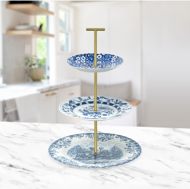 Design your own Serving Tray | Vintage Blue & White China Tiered Stand ...